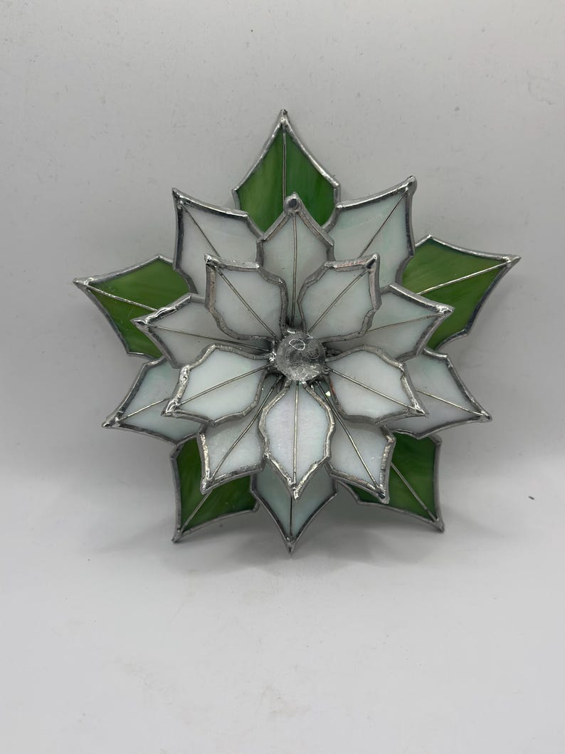Red Stained Glass Poinsettia, 3D Christmas Table Centerpiece - Etsy
