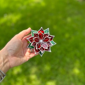 Set of 3 Stained Glass Poinsettias Christmas Decor - Etsy