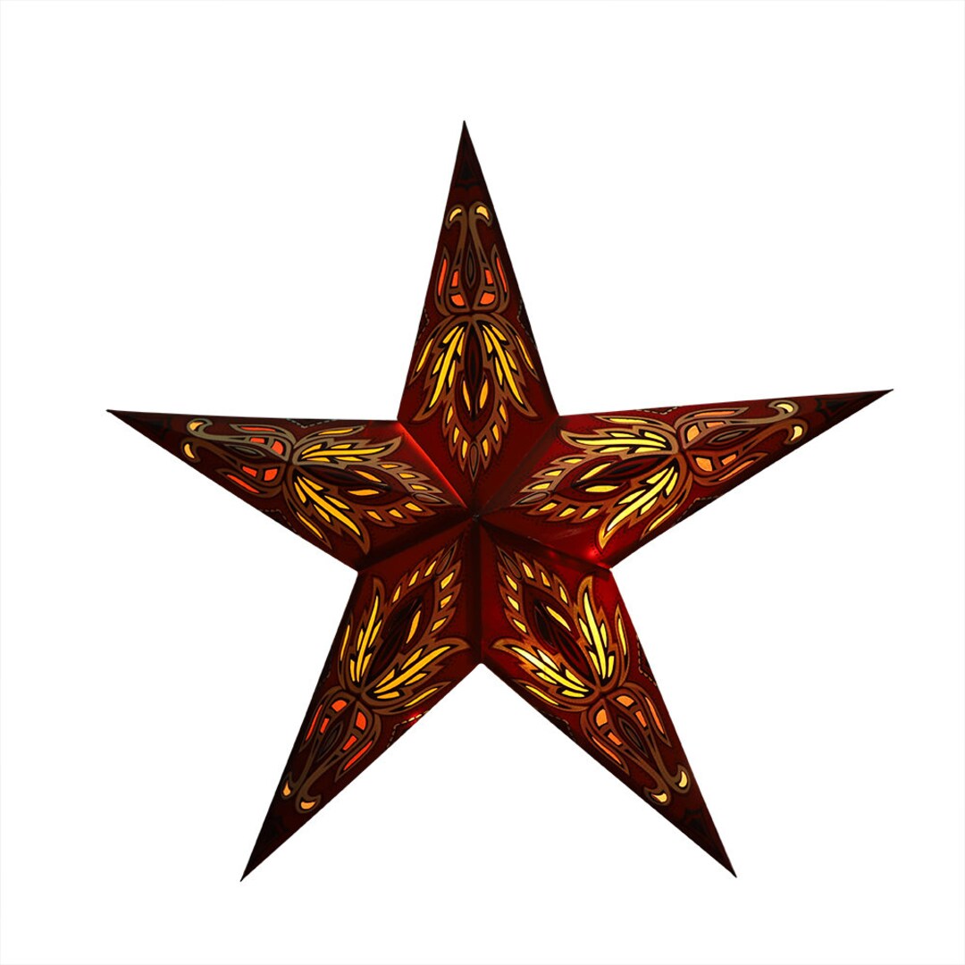 Star Lantern / Light Shade, Red, White, and Orange - Etsy