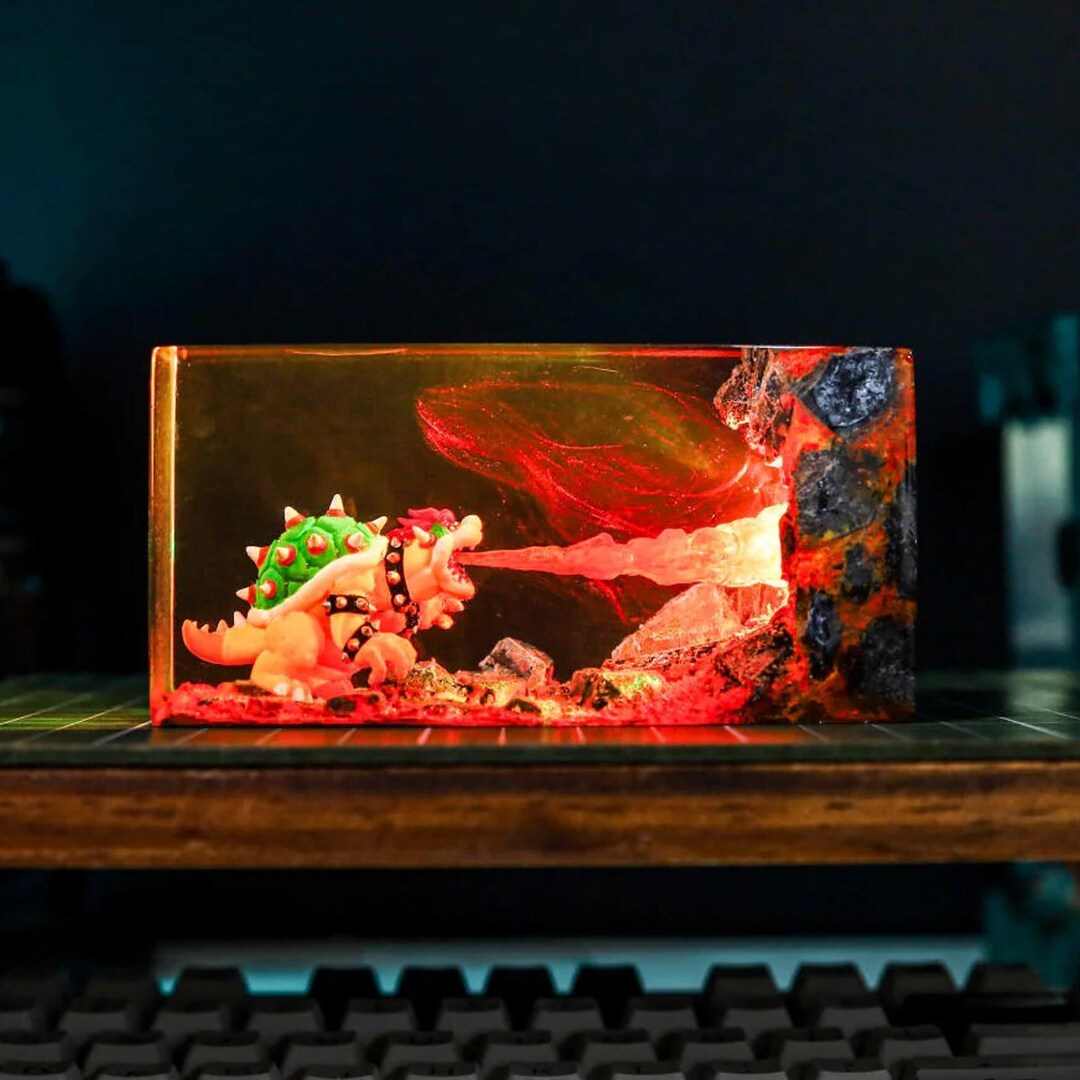Super Mario Bowser Fire Breath Game Epoxy Resin Lamp, Gift for Kid ...