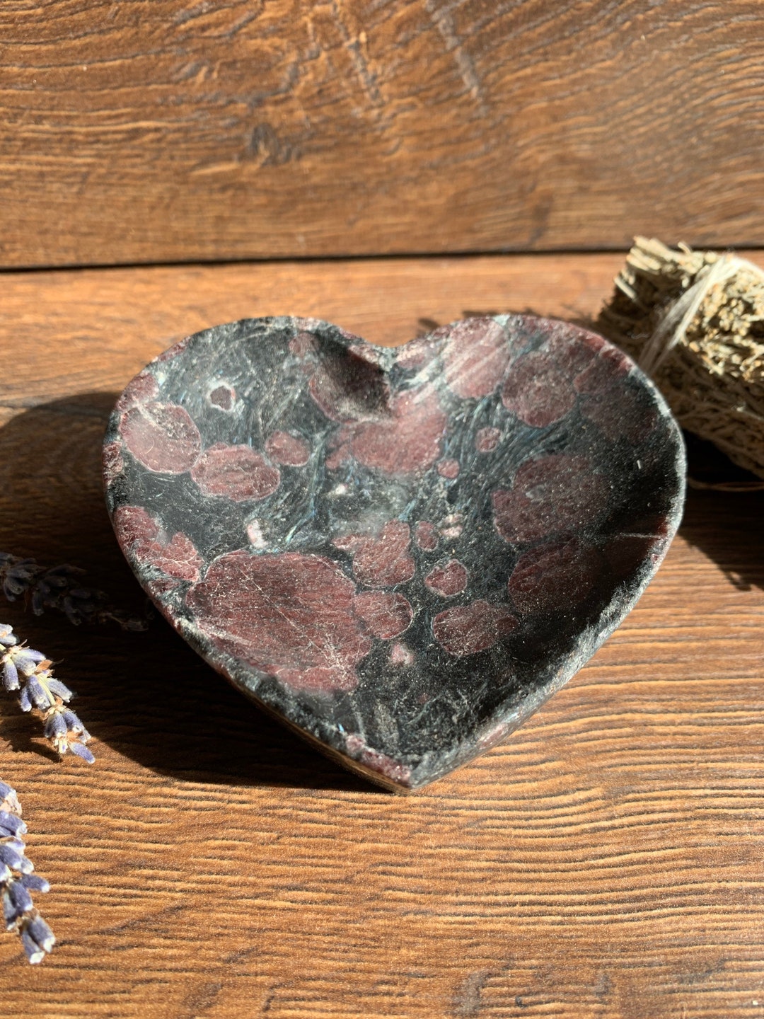 Garnet in Astrophyllite Crystal Heart Bowl - Etsy
