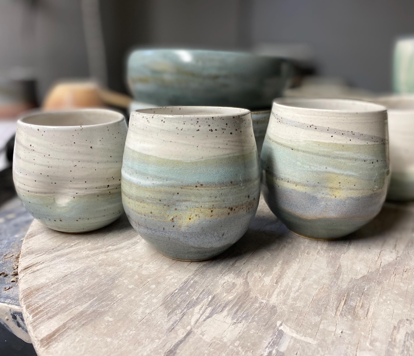 Ceramic Wine Cup, Misty Morning, Ceramic Tumbler - Etsy
