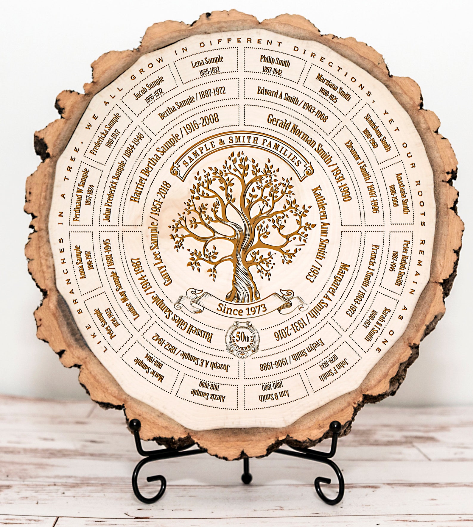 Engraved Wood Family Tree Art: Personalized Genealogy Chart - Etsy