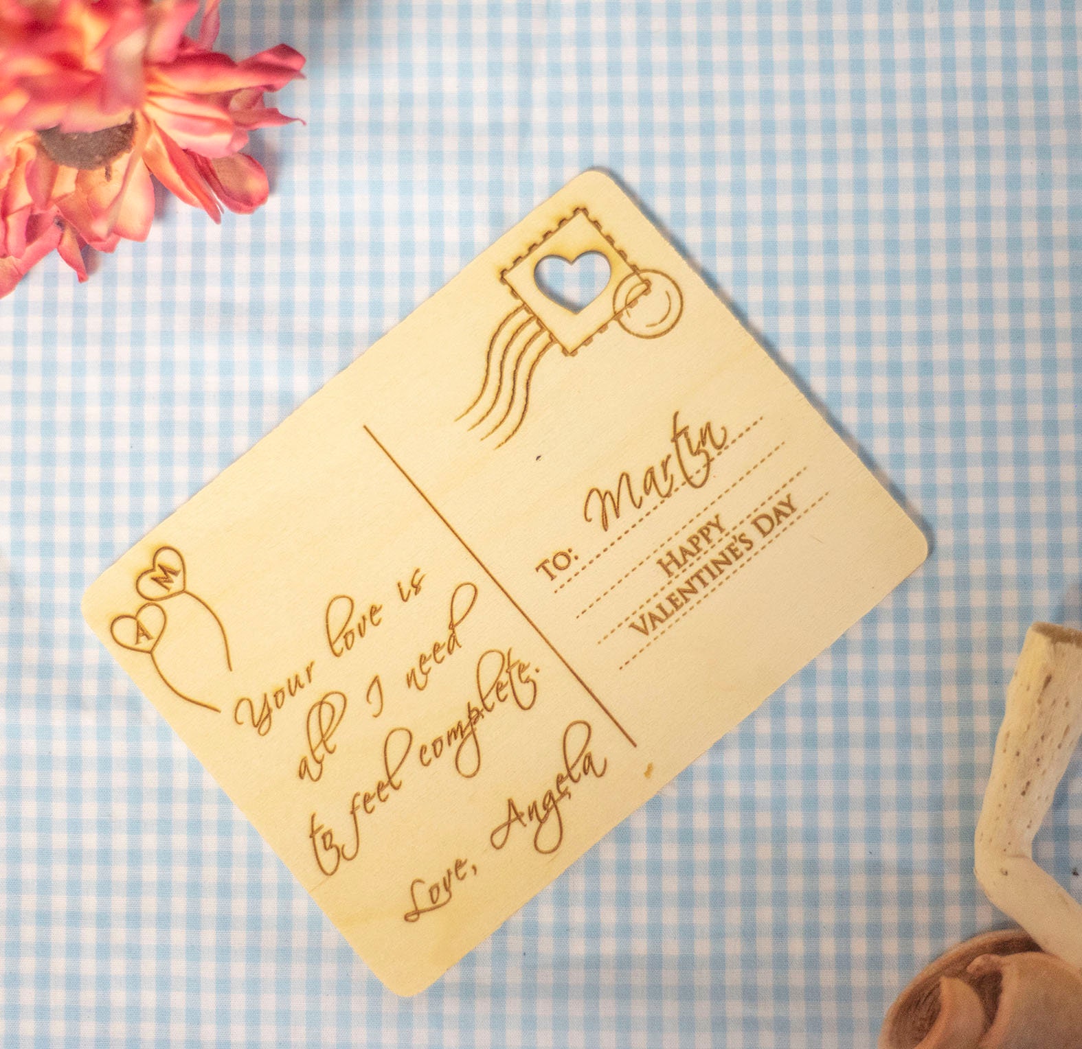 Personalized Anniversary Postcard-customized Love Card-wooden | Etsy