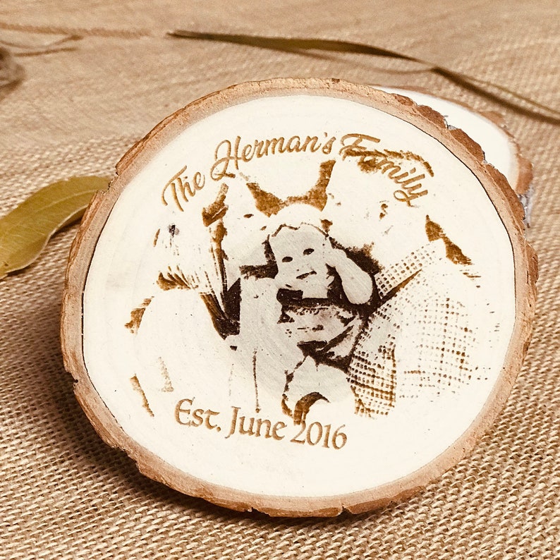 Pictures Engraving on Rustic Coaster Personalized - Etsy