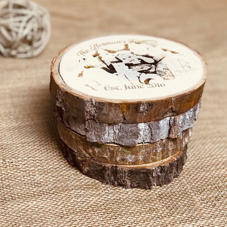 Pictures Engraving on Rustic Coaster Personalized - Etsy