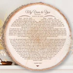 Wedding Vows, Engraved Heart Shape, Personalized Wedding, 5th, 10th ...