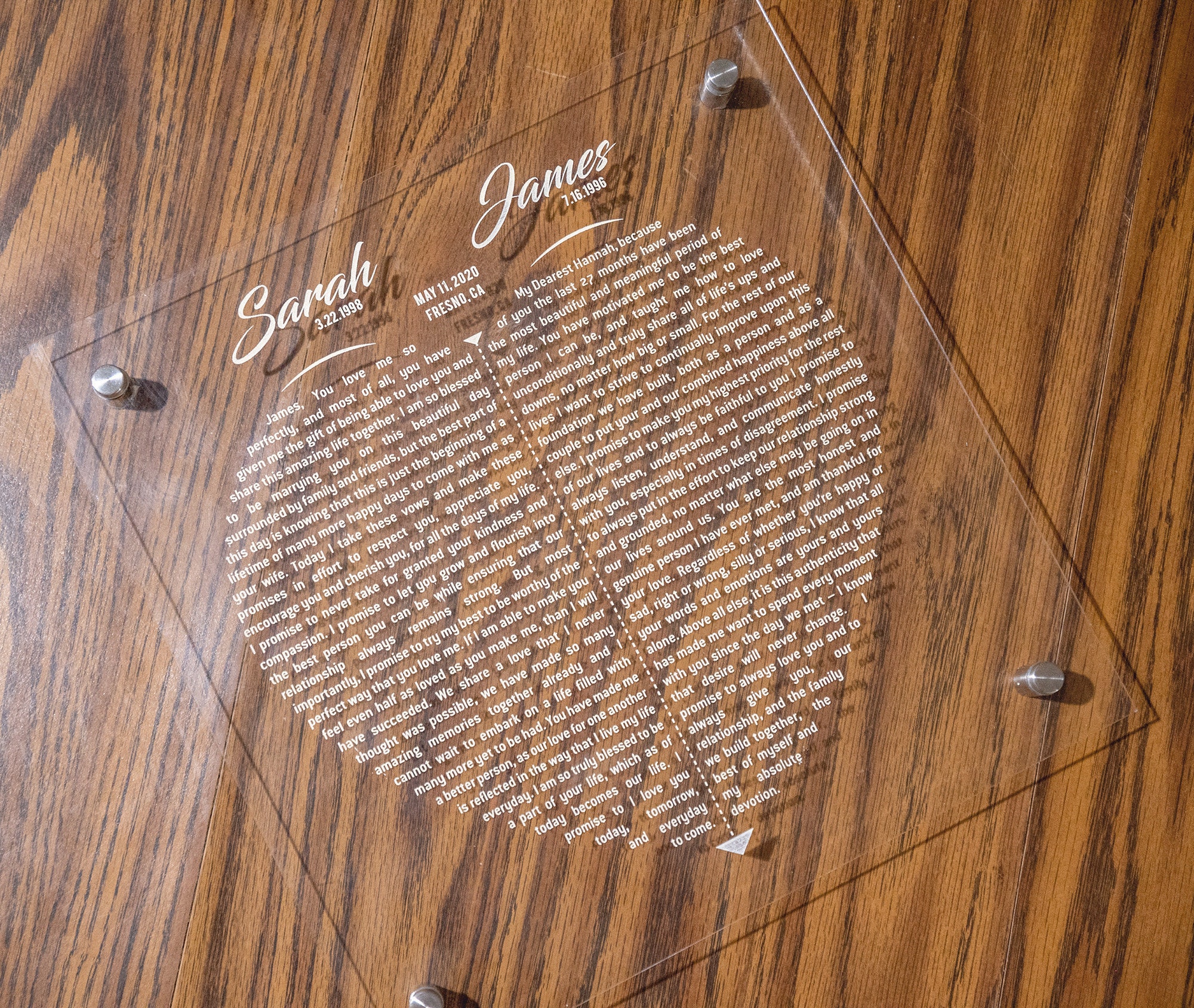 Our Wedding Vows Engraved Heart Shape on 12x12 | Etsy