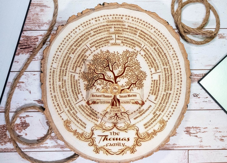 Family Tree Art Engraved on Natural Wood %100 Customizable | Etsy