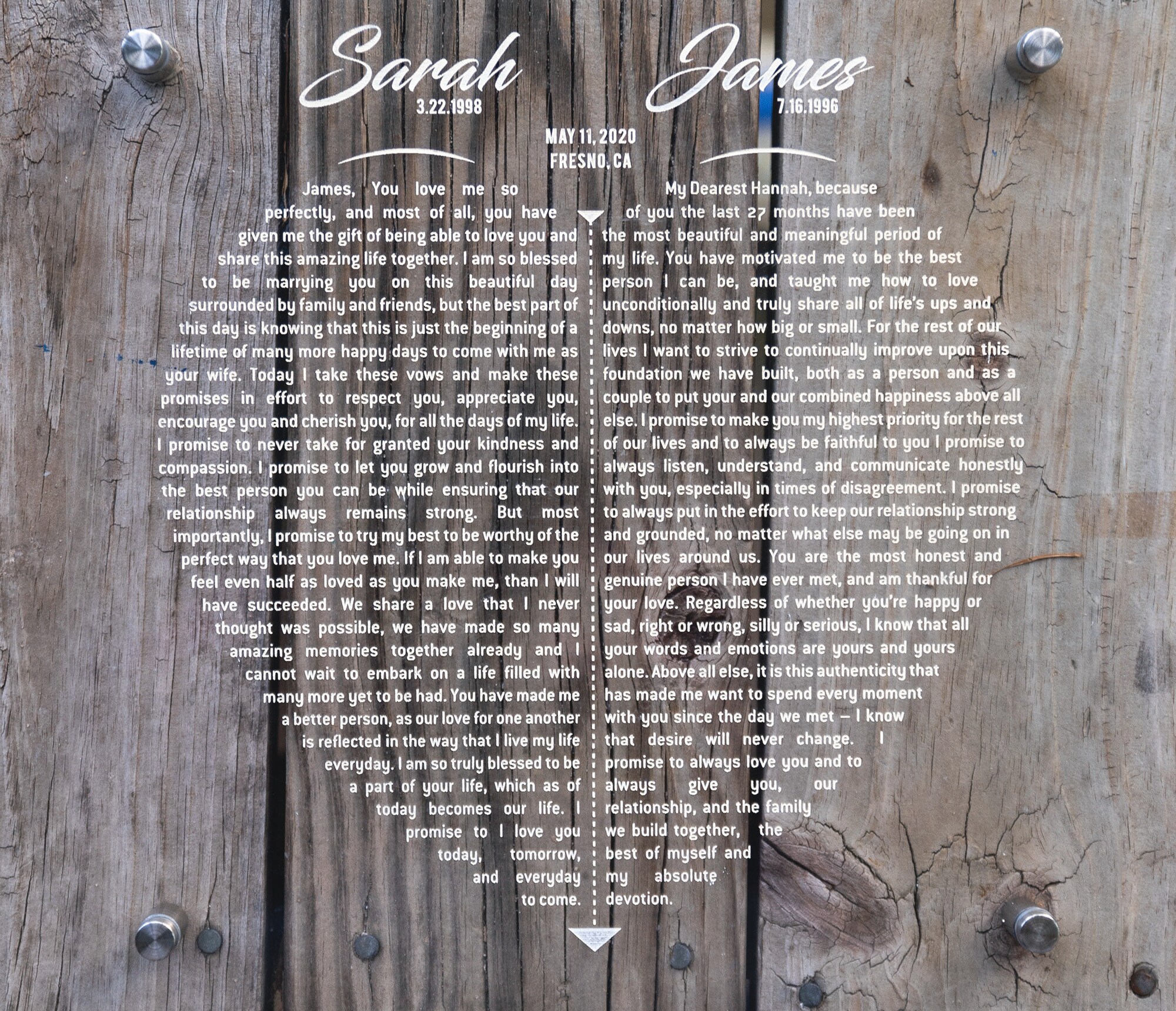 Our Wedding Vows Engraved Heart Shape on 12x12 | Etsy