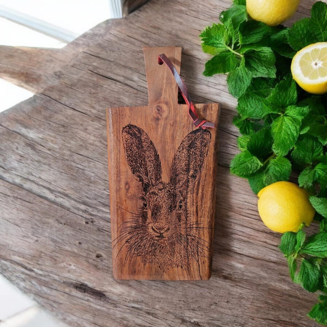 Hare Rabbit - Kitchen - Bar Chopping Board - Acacia Wood - Engraved ...