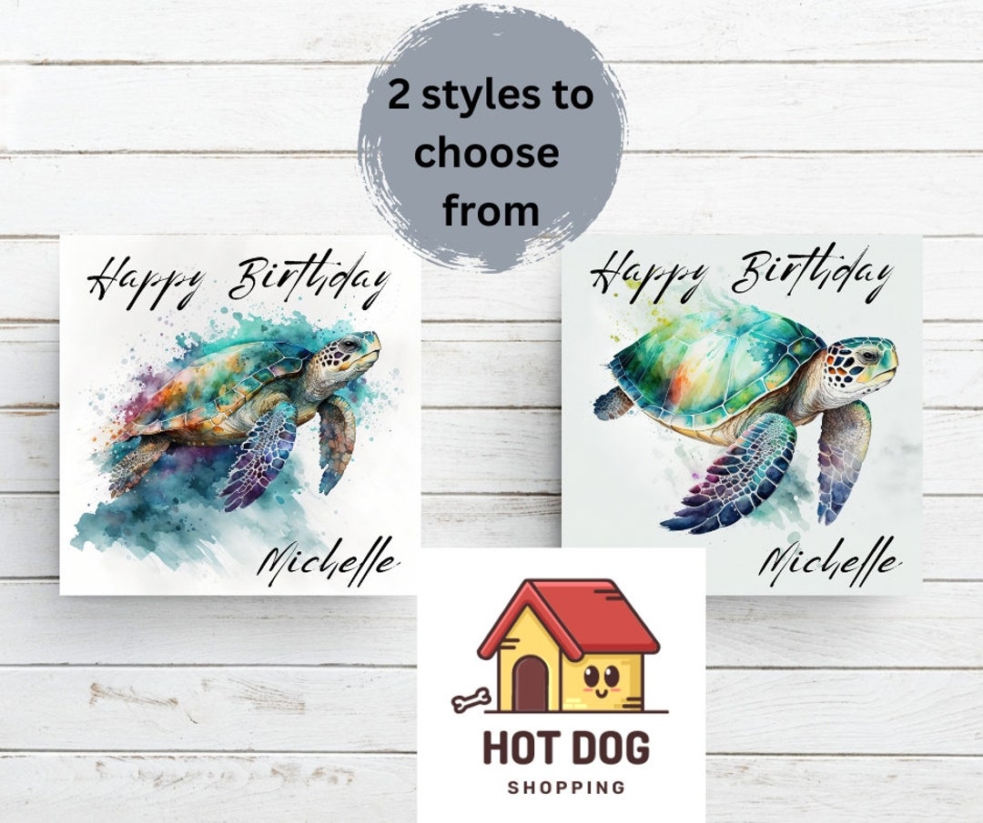 Sea Turtle Birthday Card - Etsy