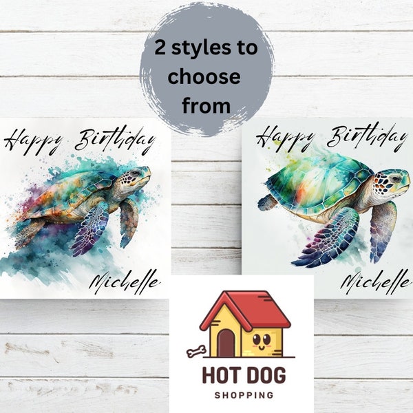Sea Turtle Happy Birthday Card - Etsy