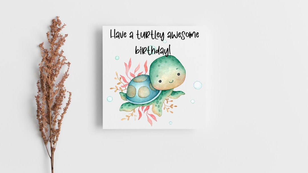 Customise! Turtle Birthday Greeting Birthday Card - Etsy