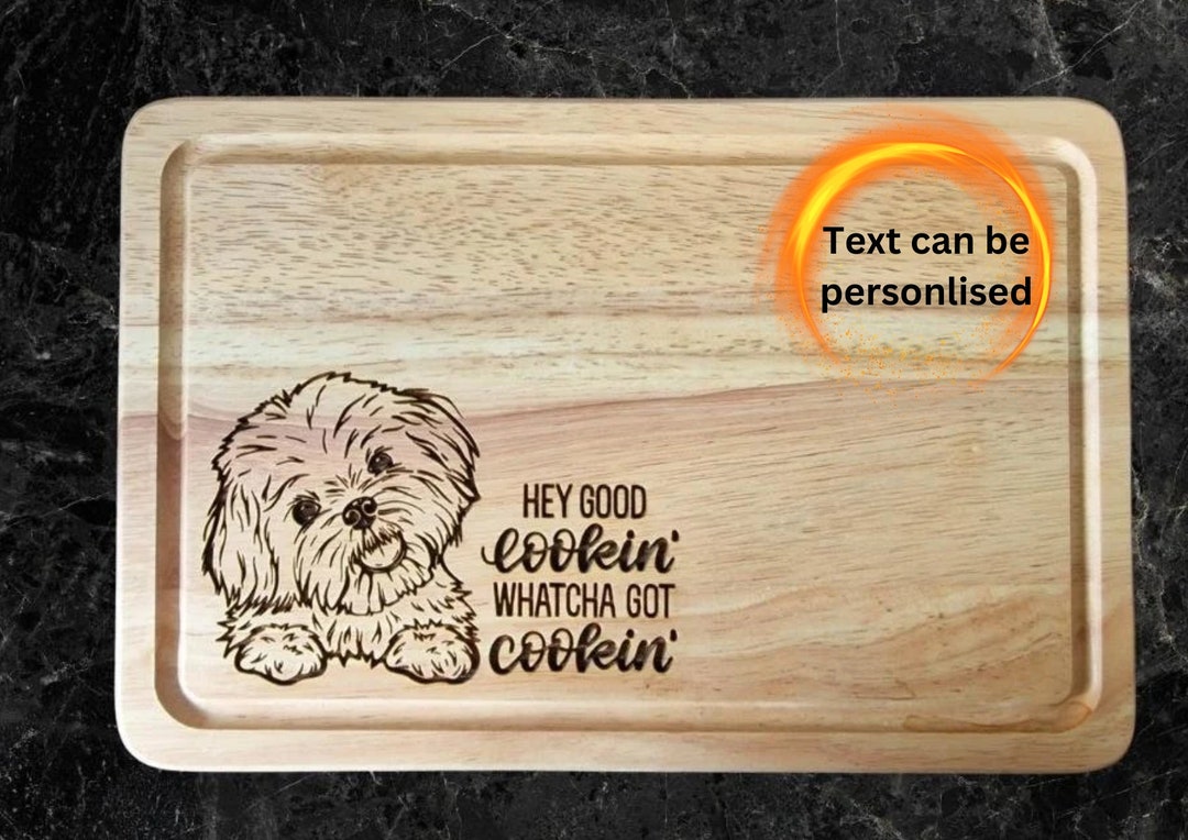 Bichon Maltese Dog - Kitchen Chopping Board - Custom Engraved Wooden ...