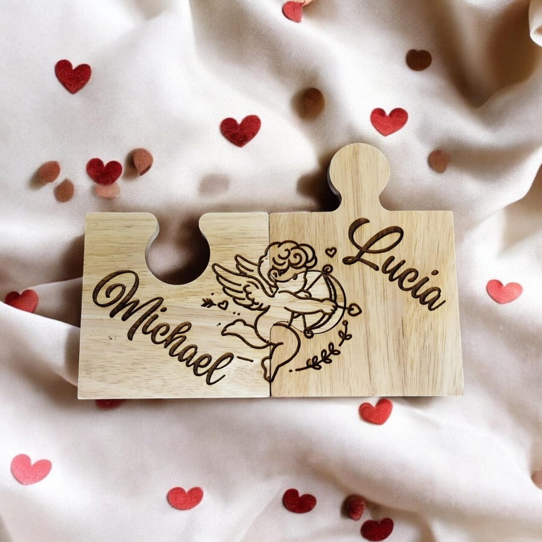 Personalized Valentine Cupid Wooden Puzzle Piece Coaster - Etsy
