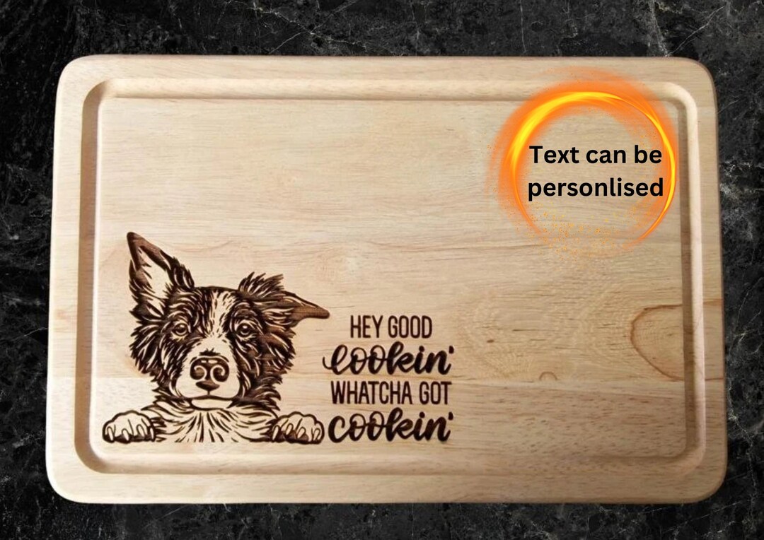 Border Collie/australian Shepherd Dog - Custom Engraved Wooden Board ...