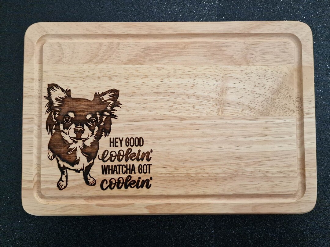 Cute Chihuahua Dog Kitchen Chopping Board Custom Engraved Wooden Board ...