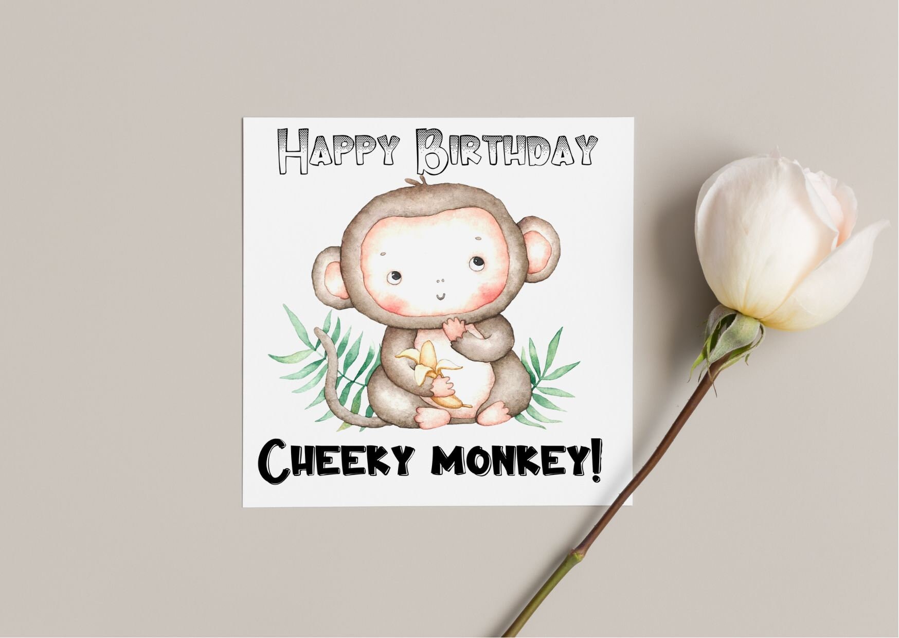 Cute Monkey Birthday Card - Etsy