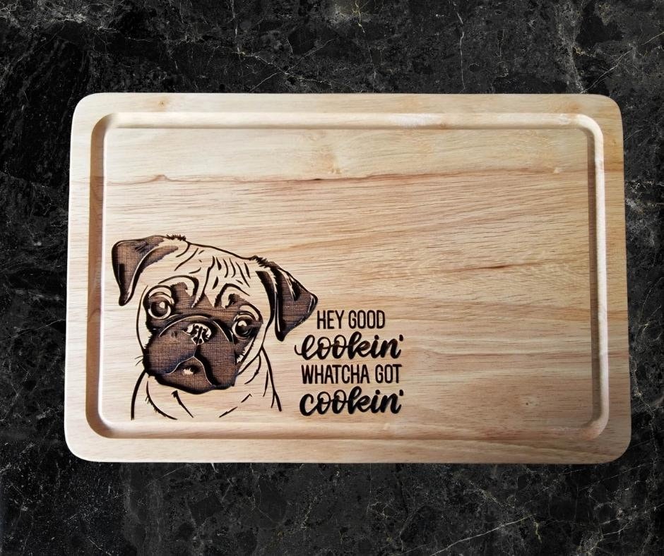 Pug Dog Kitchen Chopping Board Custom Engraved Wooden Board Cheese ...