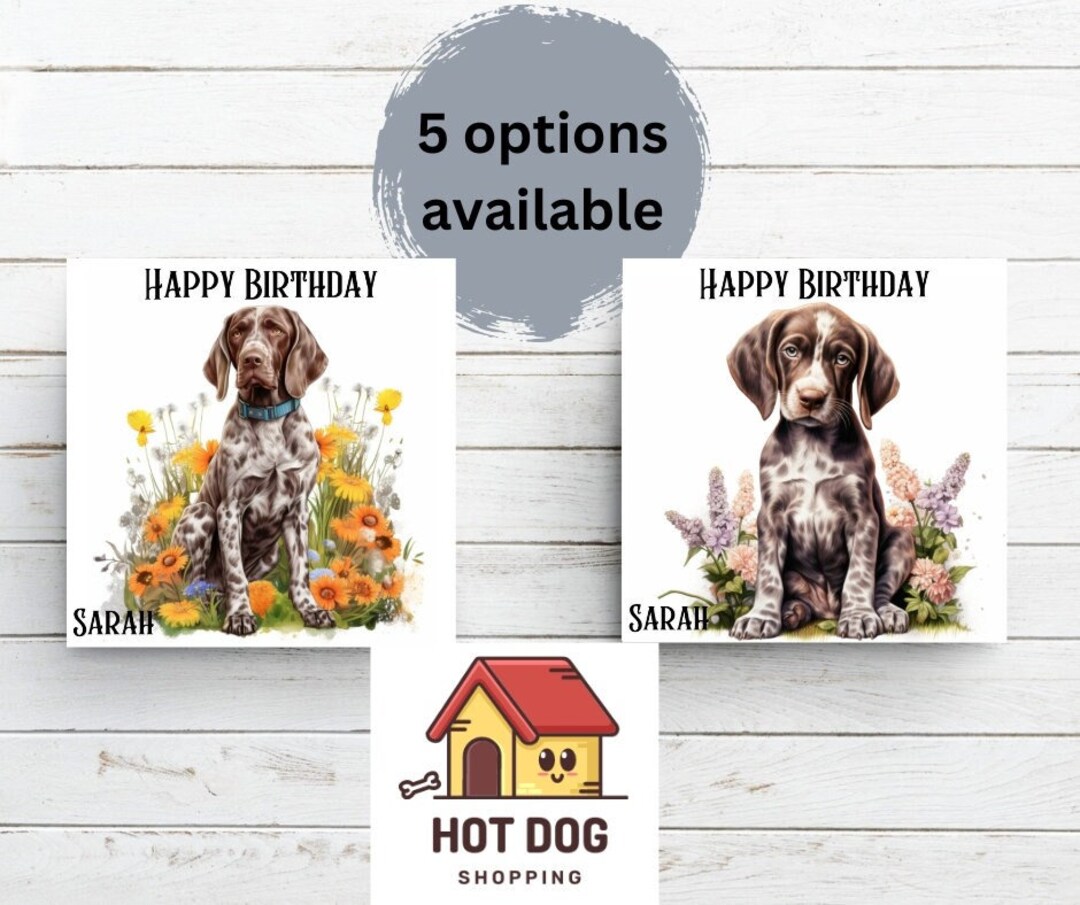 Cute German Shorthaired Pointer Birthday Card - Whimsical Greetings ...