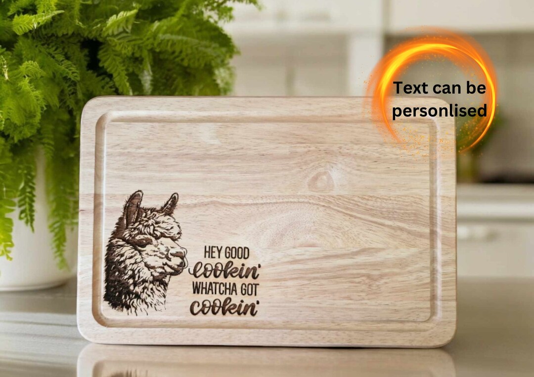 Farm Animal Alpaca Llama - Custom Engraved Wooden Board Cheese Board ...