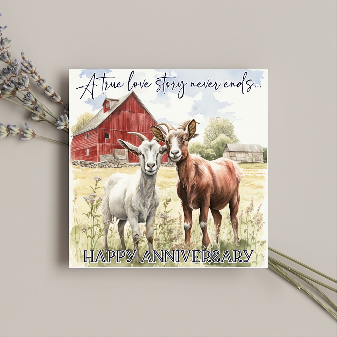 Handmade Happy Anniversary Goat Greeting Card - Valentine's Day - Etsy UK