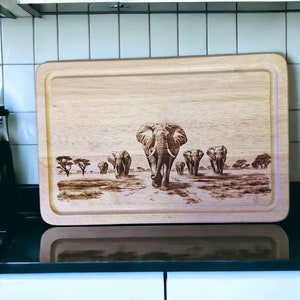 Elephant Safari - African Wildlife - Kitchen Chopping Platter Serving ...