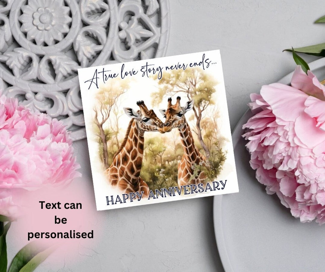 Handmade Happy Anniversary Giraffe Greeting Card Valentine's Day - Etsy