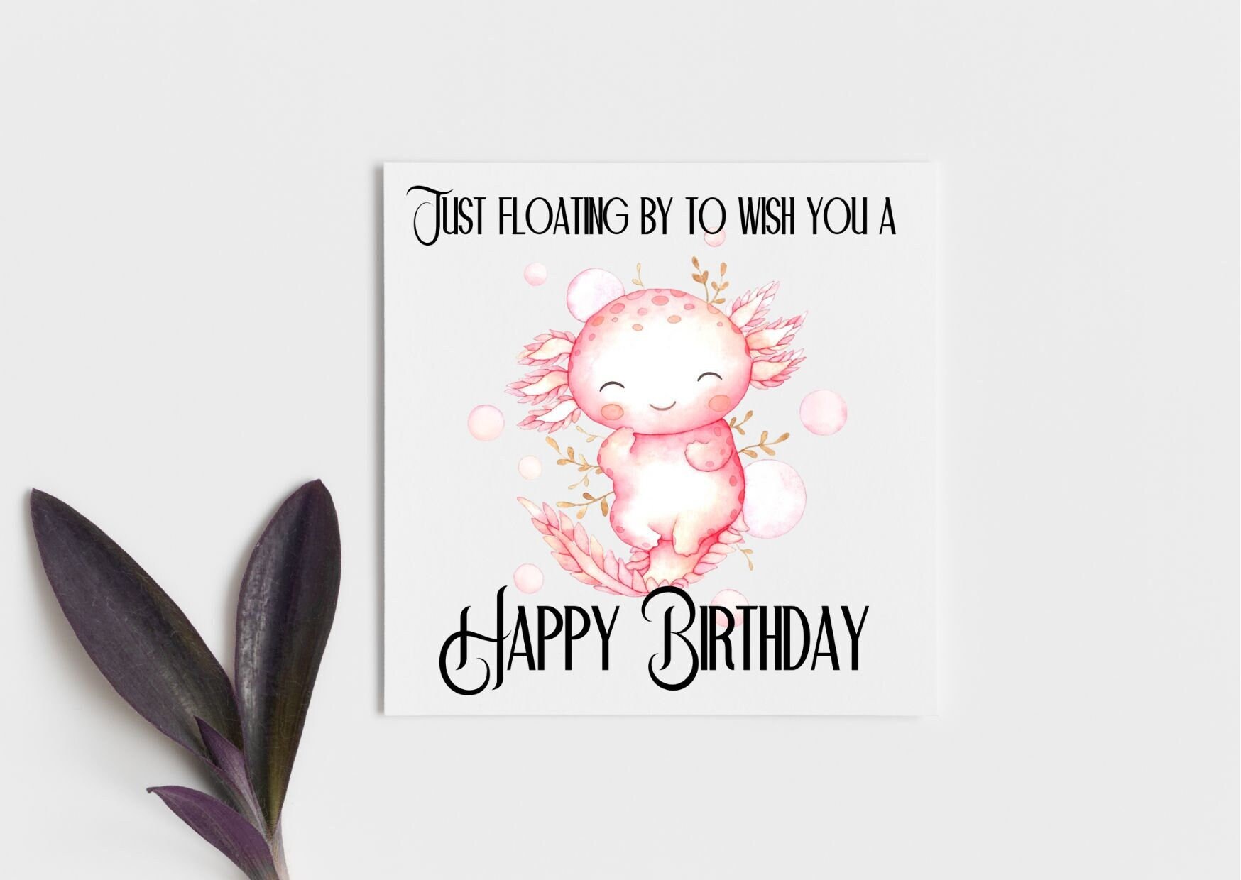 Cute Axolotl Birthday Card - Etsy