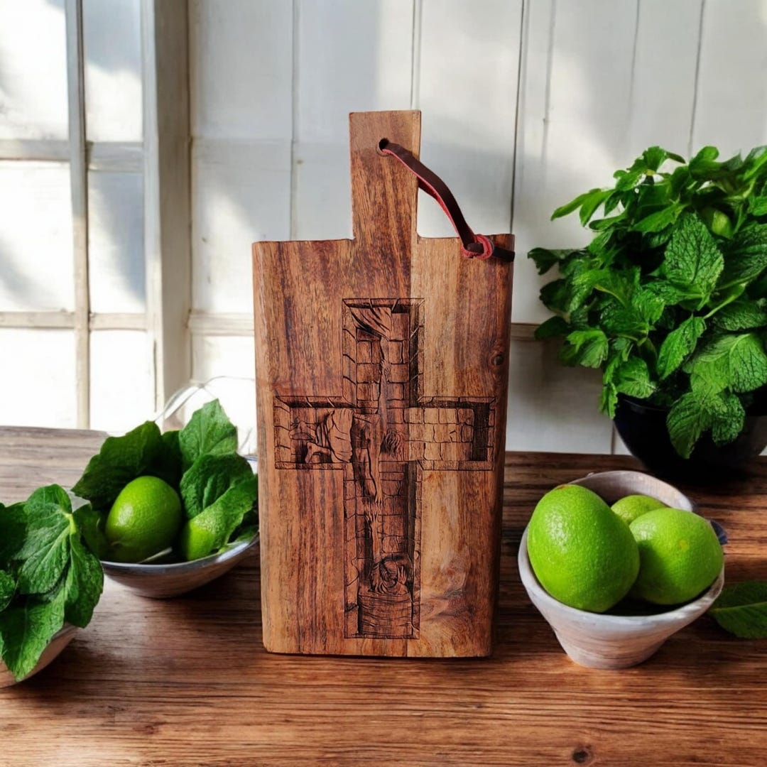Religious Cross - Helping Hand - Kitchen - Bar Chopping Board - Acacia ...