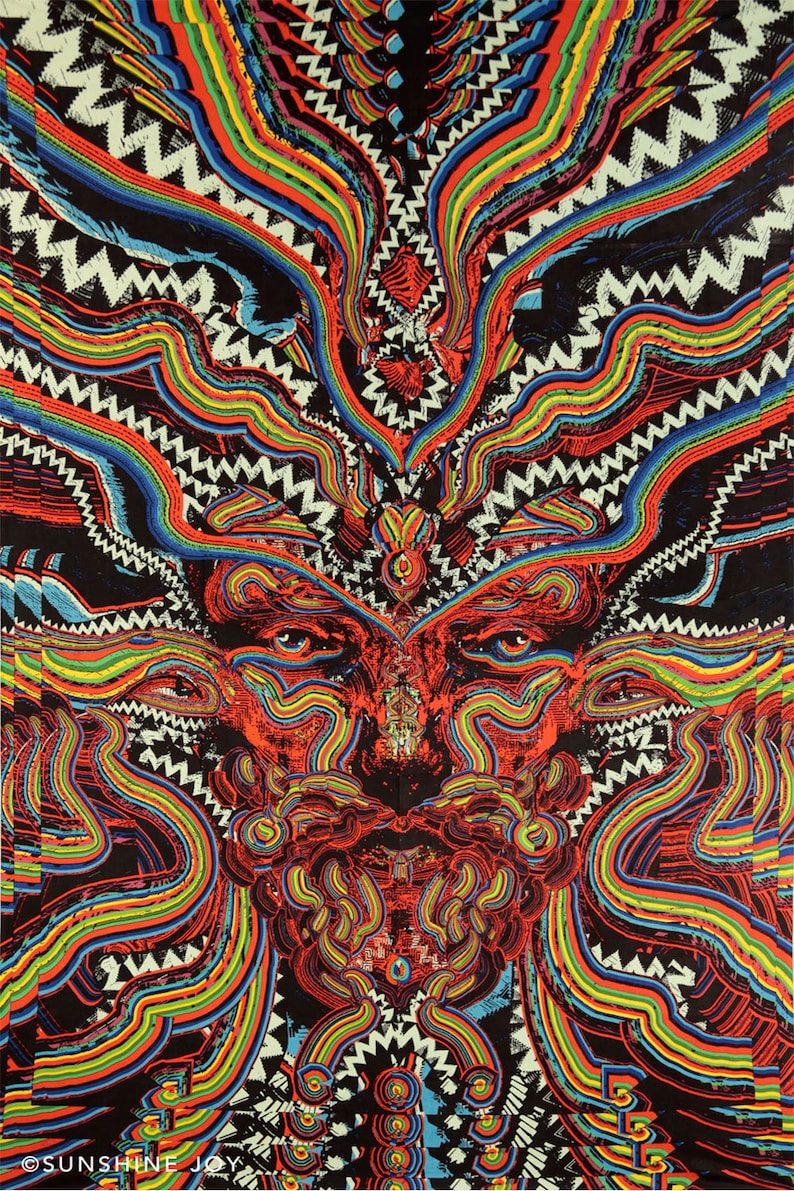 3D Psychedelic Face Tapestry Trippy Wall Art Spiritual Hippie - Etsy