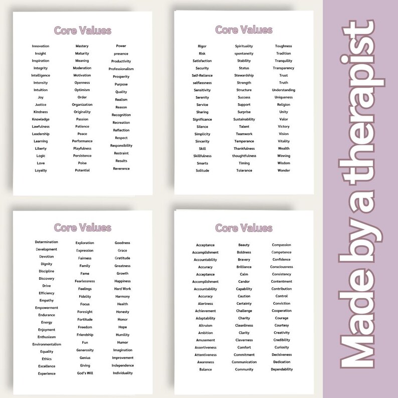 Core Values Bundle | Therapy Printables, DBT, CBT, IFS & Emdr ...