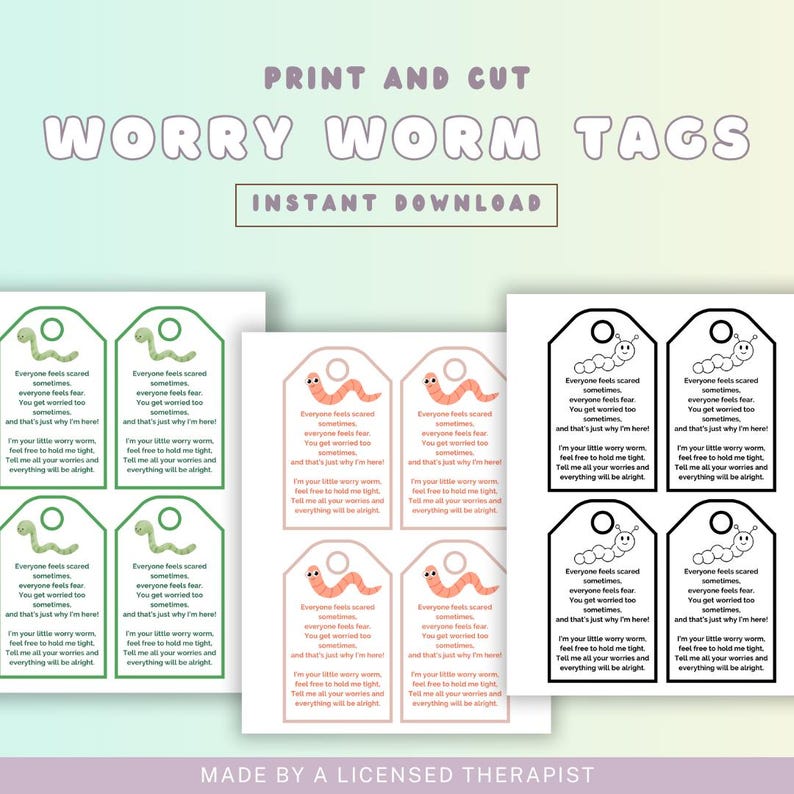 Printable Worry Worm Bundle, Gift Tags & Cards – Crochet Project ...