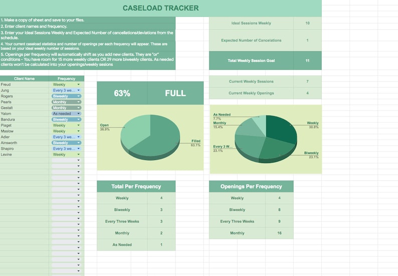 Therapist Caseload Tracker | Session Management Tool | Small Business ...