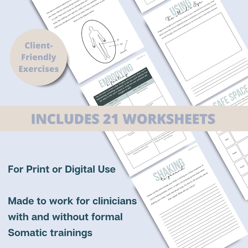 Somatic Therapy Workbook Bundle - Emotional Regulation Tools, Coping ...