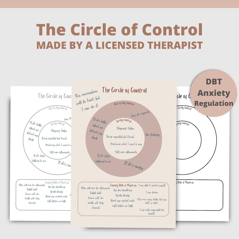 Circle of Control Worksheet: Anxiety & Self-regulation (PDF) - Etsy