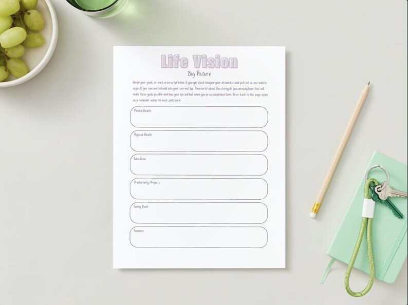 DBT Life Vision Worksheet | Printable Therapy Worksheet, DBT Coping ...