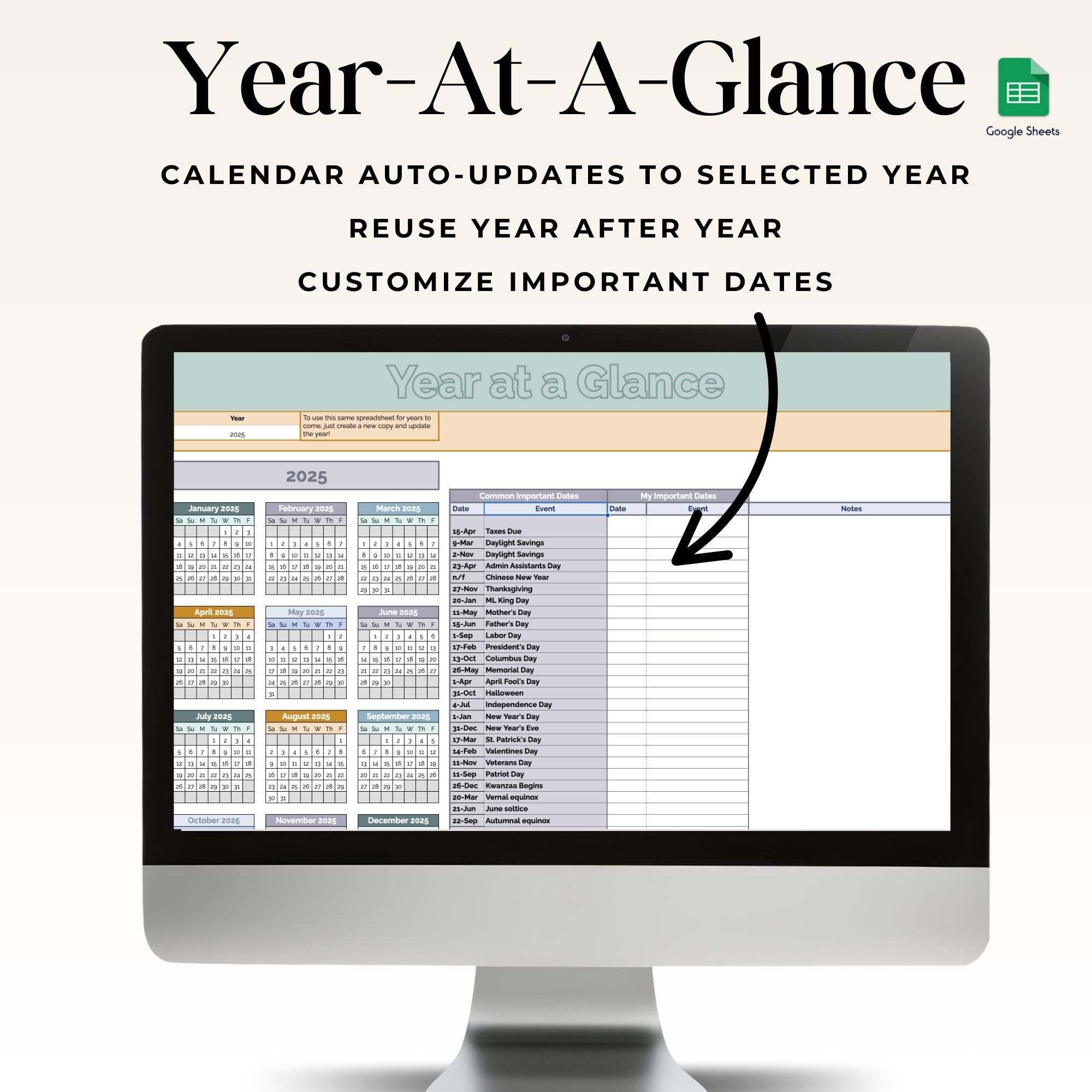Google Sheets Social Media Content Calendar, Yearly Planning Template ...