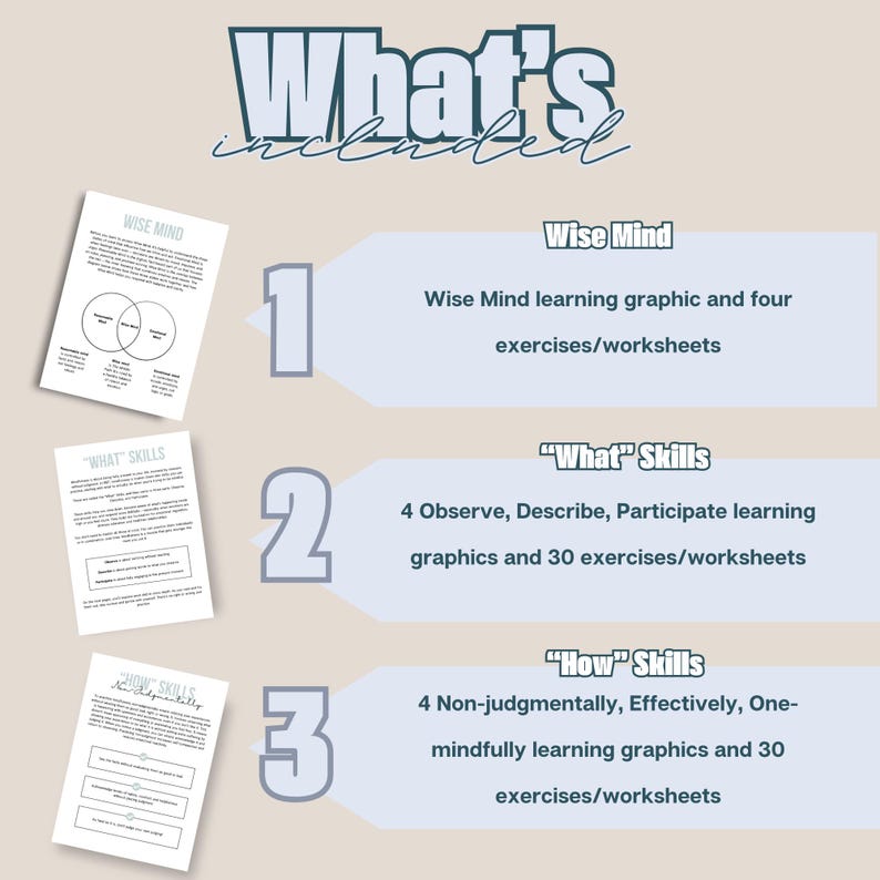 DBT Mindfulness Skills Worksheets, Coping Skills, Emotional Regulation ...