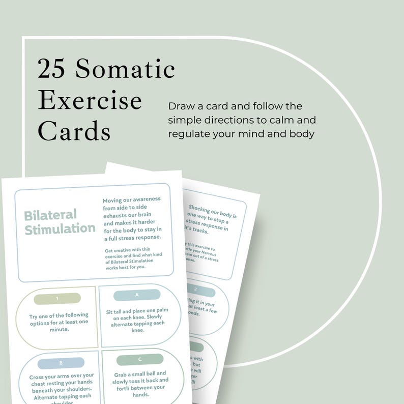 Nervous System Regulation Cards - Coping Skills Anxiety, Somatic ...