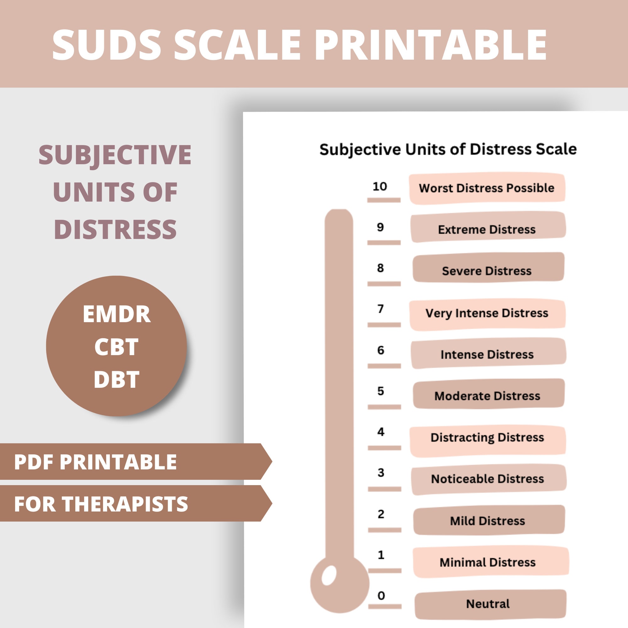 SUDS Scale Printable | EMDR Therapy Resource | CBT Graphic | Dbt ...