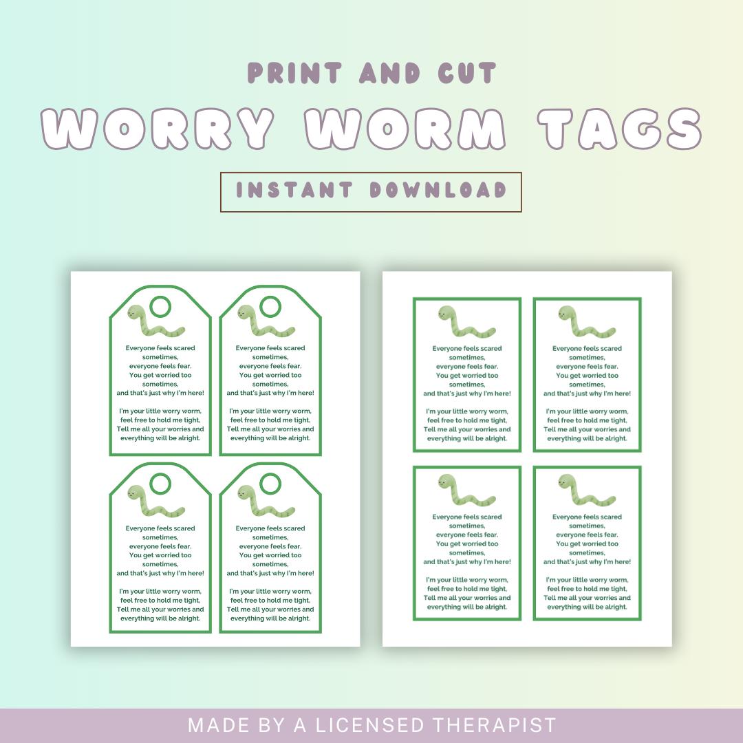 Printable Green Worry Worm Gift Tags & Cards (PDF) - Etsy