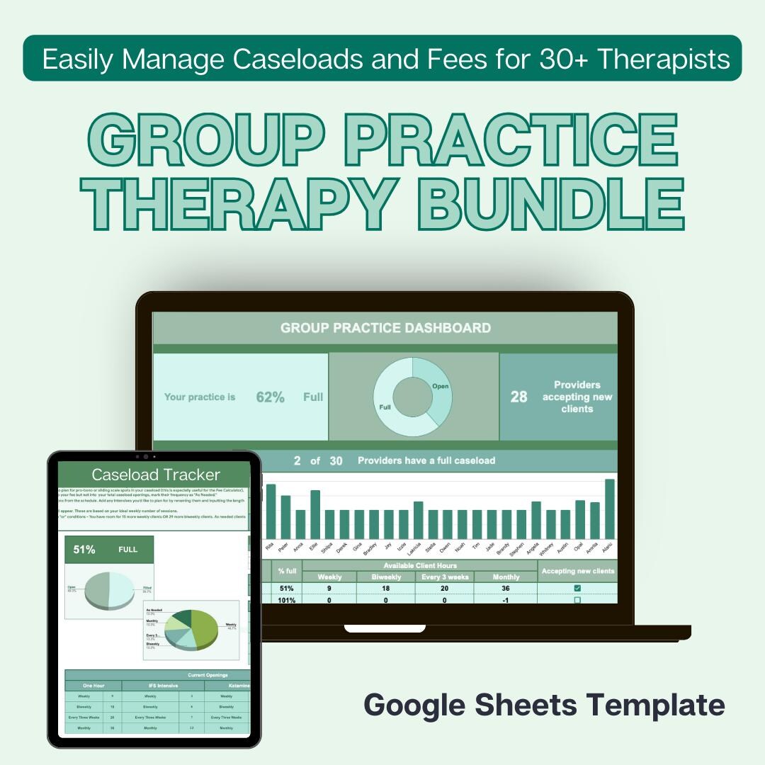 Therapy Group Practice Caseload Tracker | Bundle for Private Practice ...