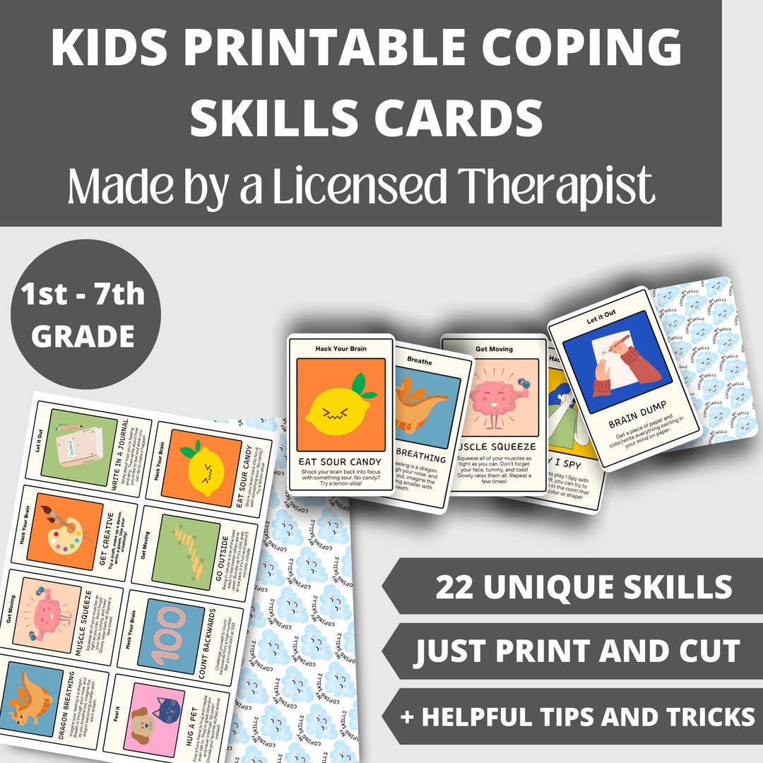 Printable Children's Coping Skills Card Deck, Mindfulness & Emotional ...