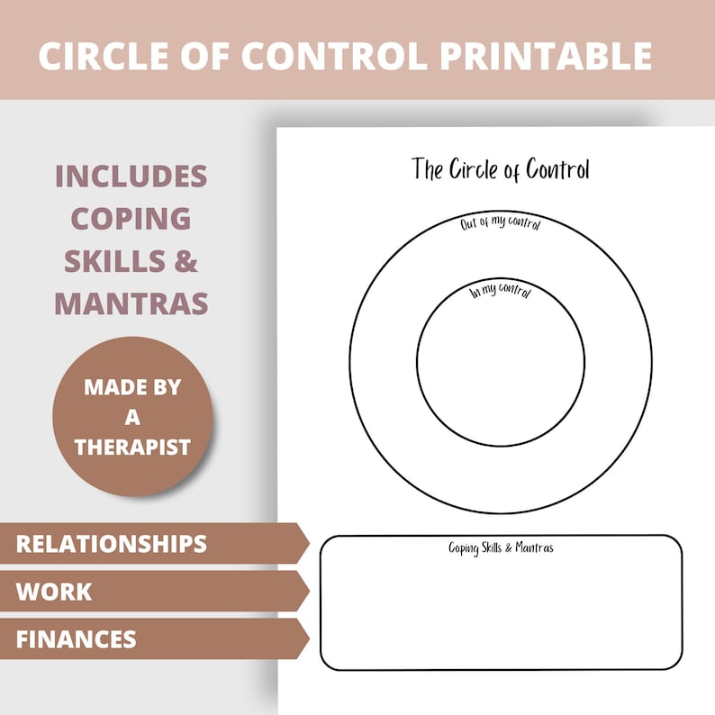 Circle of Control Worksheet: Anxiety & Self-regulation (PDF) - Etsy