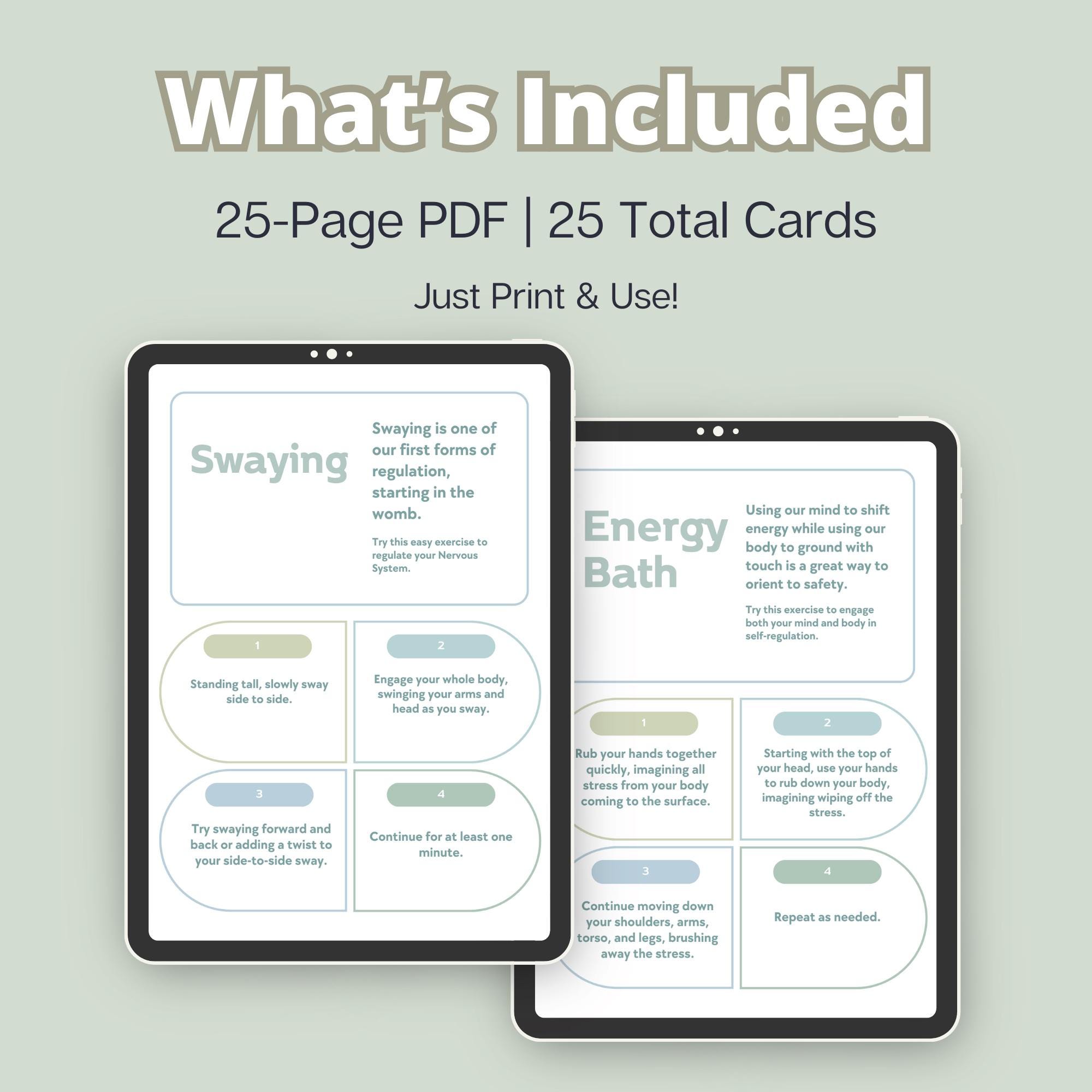 Nervous System Regulation Cards - Coping Skills Anxiety, Somatic ...