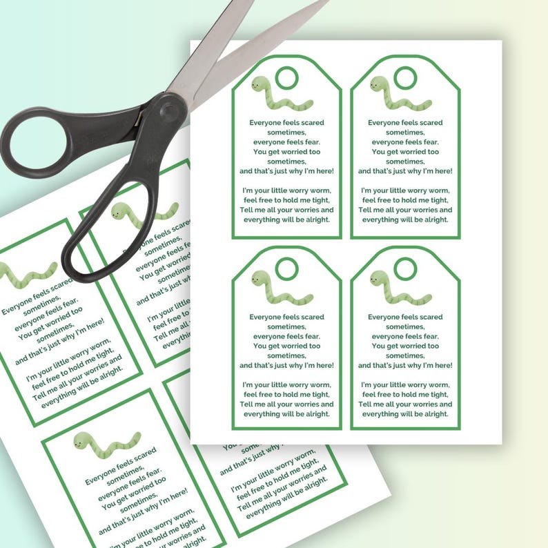 Printable Green Worry Worm Gift Tags & Cards (PDF) - Etsy