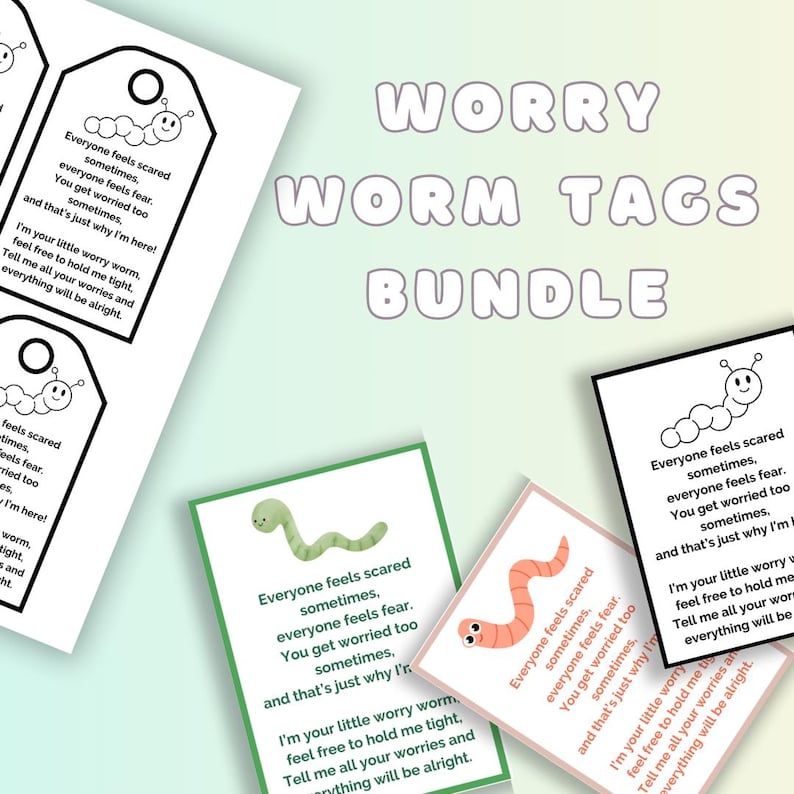 Printable Worry Worm Bundle, Gift Tags & Cards – Crochet Project ...
