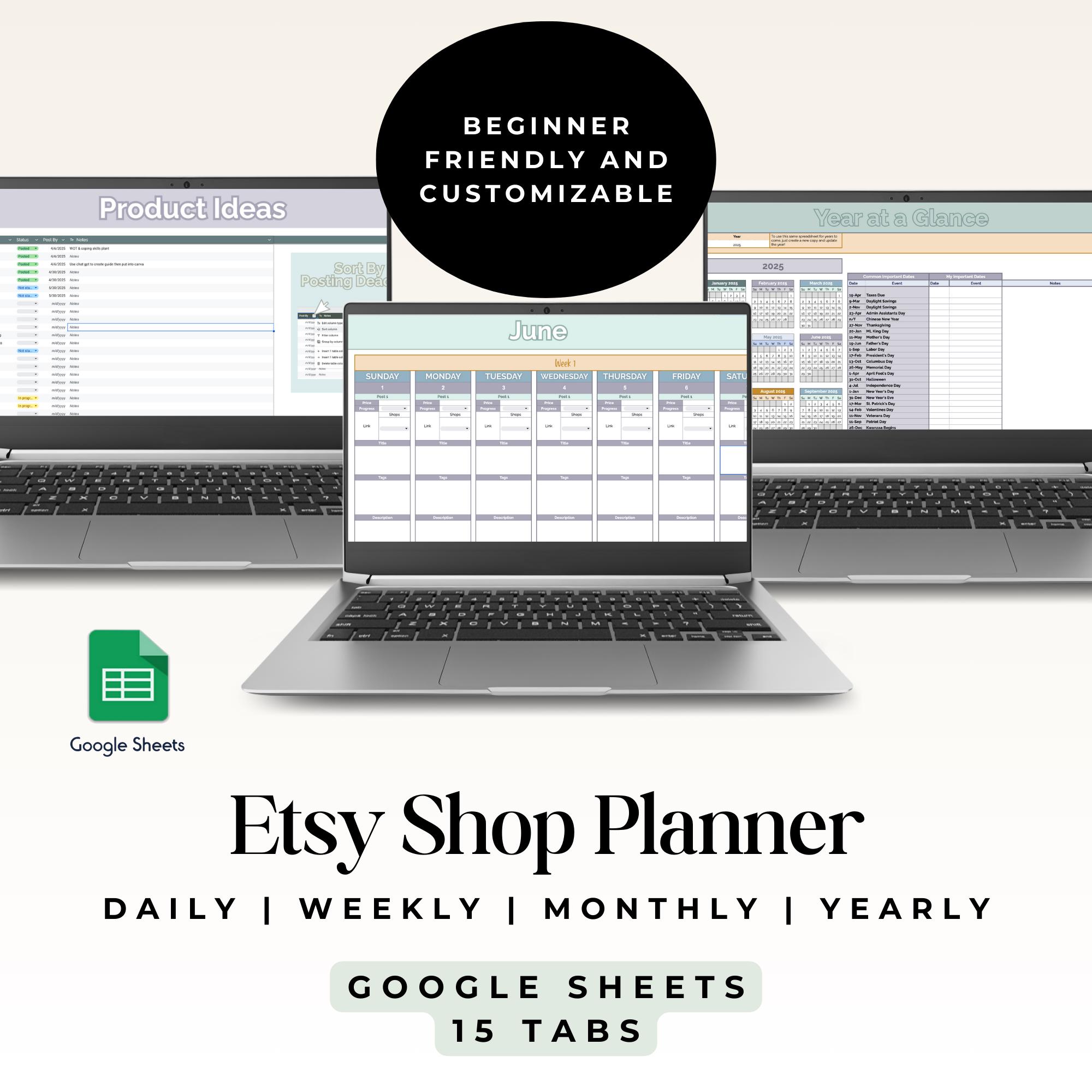 Etsy Shop Planner: Google Sheets Business Organizer (digital Download ...